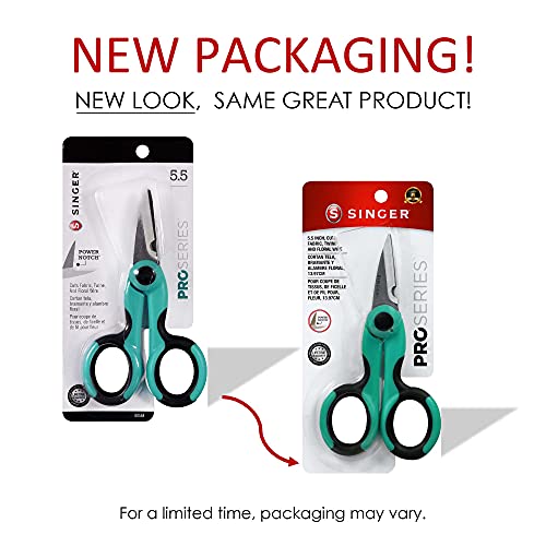 SINGER 00558 5-1/2-Inch ProSeries Heavy Duty Scissors with Power Notch , Teal