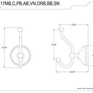 Kingston Brass BA1117PB Victorian Robe Hook, Polished Brass,4-5/8" Length