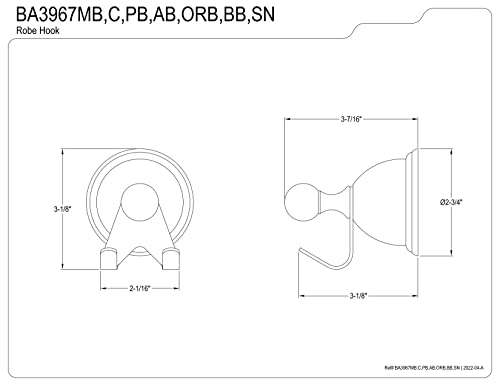 Kingston Brass BA3967PB Restoration Robe Hook, Polished Brass