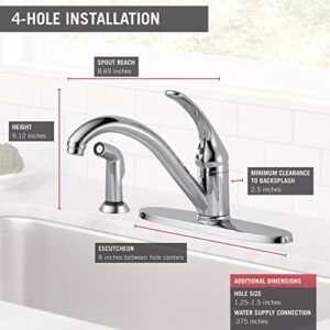 Delta Faucet Classic Single-Handle Kitchen Sink Faucet with Side Sprayer in Matching Finish, Chrome 400-DST