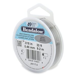 beadalon 49-strand 0.018″ (0.46 mm) 30 ft (9.1 m) bright bead stringing wire.018 9.2 m