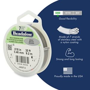 Beadalon 7-Strand 0.015" (0.38 mm) 30 ft (9.1 m) Bright Bead Stringing Wire.015