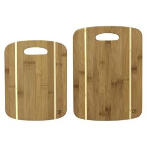 Totally Bamboo Two-Piece Striped Bamboo Cutting Board Set, 13" x 9-1/2" and 11" x 8-1/2"