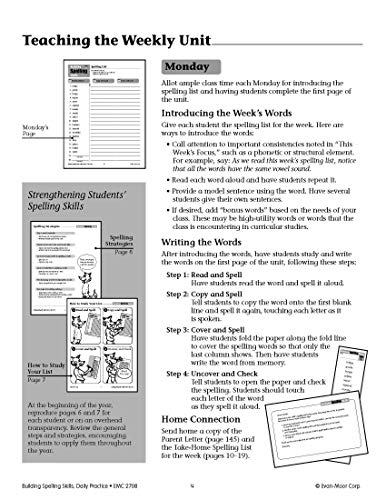 Evan-Moor Building Spelling Skills, Grade 4 - Homeschooling & Classroom Resource Workbook, Reproducible Worksheets, Teaching Edition, Spelling Strategies, Reading and Writing Skills