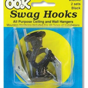 OOK 534522, Black, 50343 Swag Hooks with Hardware, 2-Count