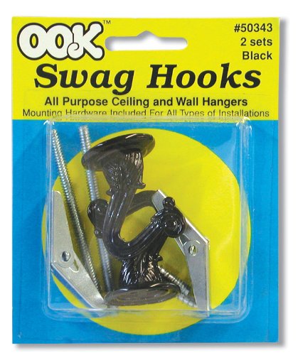 OOK 534522, Black, 50343 Swag Hooks with Hardware, 2-Count