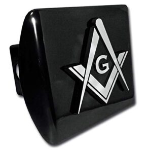 masonic square and compasses black all metal hitch cover