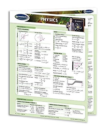 Permacharts Physics Reference Guides- High School Physics Quick Reference Guide - 4 Chart Bundle