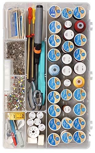 ArtBin 7003AB Sew-Lutions Sewing Supply Storage System with Lift-Out Thread Spool Tray, [1] Plastic Storage Case, Clear