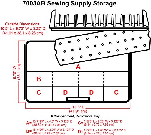 ArtBin 7003AB Sew-Lutions Sewing Supply Storage System with Lift-Out Thread Spool Tray, [1] Plastic Storage Case, Clear