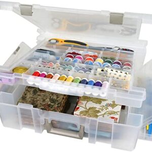 ArtBin 6981AB Super Satchel Deluxe Divided Base, Large Portable Art & Craft Organizer with Drawers, [1] Plastic Storage Case, Clear