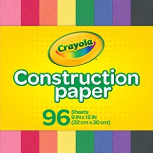 Crayola Construction Paper 9" x 12", 8 Classic Colors (96 Sheets), Great For Classrooms & School Projects, Colors May Vary