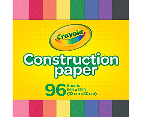 Crayola Construction Paper 9" x 12", 8 Classic Colors (96 Sheets), Great For Classrooms & School Projects, Colors May Vary