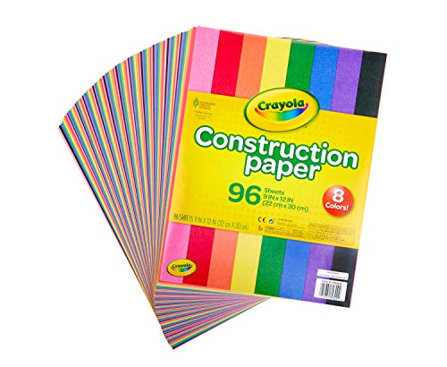 Crayola Construction Paper 9" x 12", 8 Classic Colors (96 Sheets), Great For Classrooms & School Projects, Colors May Vary