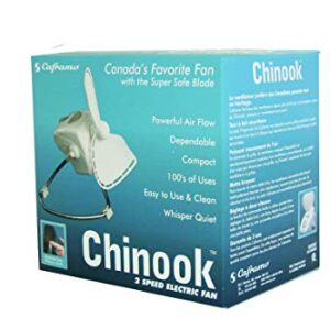 Caframo Chinook, 707CHWBX, 2-Speed Desk Fan Cage Free, Easy to Clean Soft Blades, Canadian Made, 8.8" Blade, White