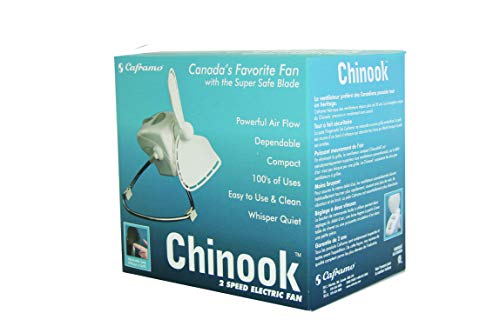 Caframo Chinook, 707CHWBX, 2-Speed Desk Fan Cage Free, Easy to Clean Soft Blades, Canadian Made, 8.8" Blade, White