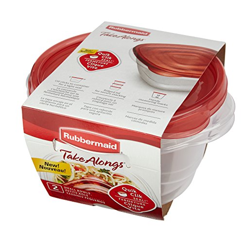 Rubbermaid TakeAlongs Small Bowl Food Storage Containers, 3.2 Cup, Tint Chili, 2 Count