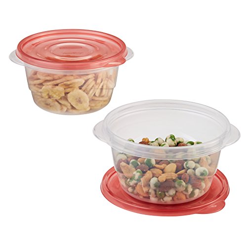 Rubbermaid TakeAlongs Small Bowl Food Storage Containers, 3.2 Cup, Tint Chili, 2 Count