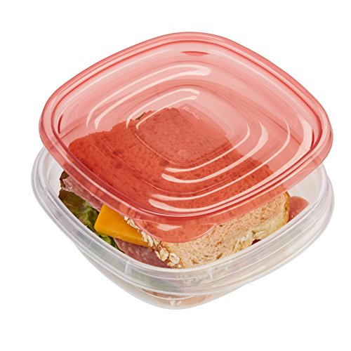 Rubbermaid TakeAlongs Square Food Storage Containers, 2.9 Cup, Tint Chili, 2 Count