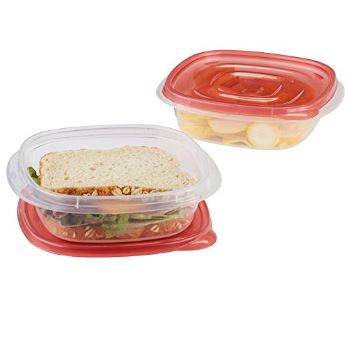 Rubbermaid TakeAlongs Square Food Storage Containers, 2.9 Cup, Tint Chili, 2 Count