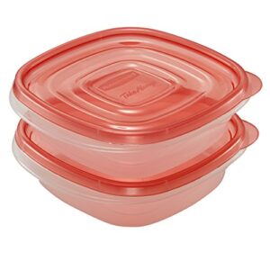 Rubbermaid TakeAlongs Square Food Storage Containers, 2.9 Cup, Tint Chili, 2 Count