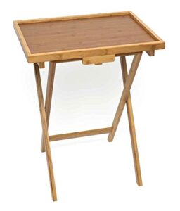 lipper international bamboo lipped snack table, set of two, bamboo