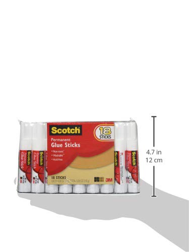 Scotch Glue Stick, .28 oz, 18-Pack, Acid Free and Non-Toxic (6008-18)