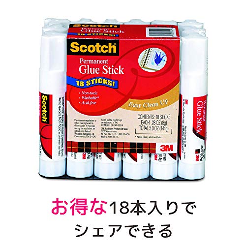 Scotch Glue Stick, .28 oz, 18-Pack, Acid Free and Non-Toxic (6008-18)