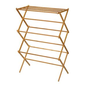 household essentials 6524 tall indoor folding wooden clothes drying rack | dry laundry and hang clothes | bamboo