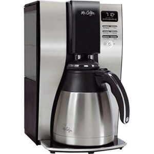 mr. coffee coffee maker, programmable coffee machine with auto pause, 10 cups, stainless steel