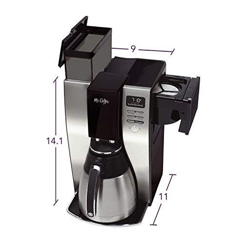 Mr. Coffee Coffee Maker, Programmable Coffee Machine with Auto Pause, 10 Cups, Stainless Steel