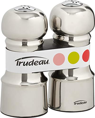 Trudeau Stainless Steel 4-1/2-Inch Salt and Pepper Shakers, Tall