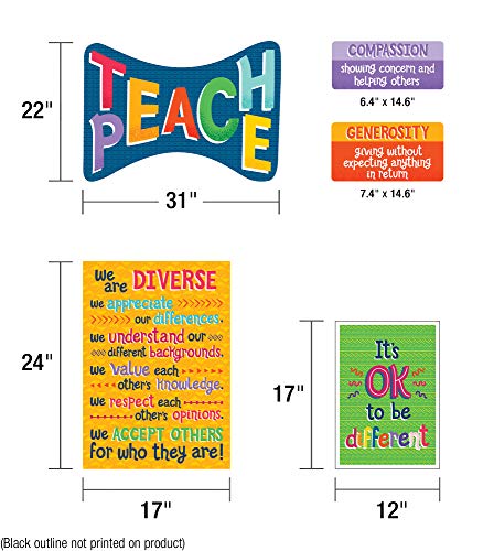 Carson Dellosa – One World Teach Peace Bulletin Board Set, 11 Pieces, Classroom Décor