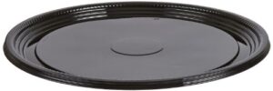 caterline casuals plastic platter round tray, 16-inch, black (25-count)