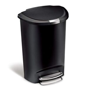 simplehuman 50 liter / 13 gallon semi-round kitchen step trash can with secure slide lock, black plastic