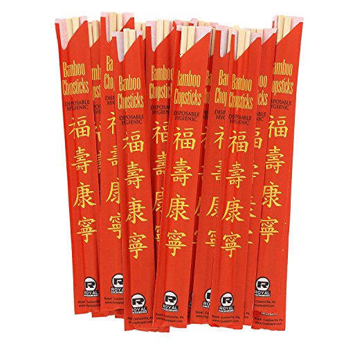 Royal Premium Disposable Bamboo Chopsticks, 9" Sleeved and Separated, UV Treated, Bag of 100