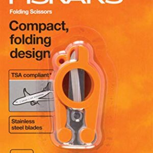 Fiskars 01-005434 Travel Folding Scissors, 4 Inch, Orange