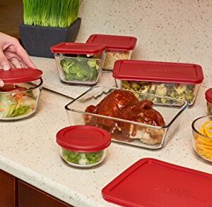 Anchor Hocking Classic Glass Food Storage Containers with Lids, Red, 16-Piece Set