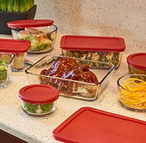 Anchor Hocking Classic Glass Food Storage Containers with Lids, Red, 16-Piece Set