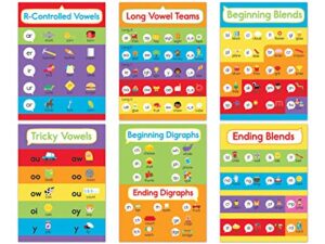 carson dellosa – phonics bulletin board set, curriculum décor, 6 charts