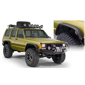 Bushwacker Jeep Flat Style Front & Rear Fender Flares | 4-Piece Set, Black, Textured Finish | 10922-07 | Fits 1984-2001 Jeep Cherokee