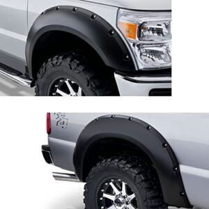 Bushwacker Pocket/Rivet Style Front & Rear Fender Flares | 4-Piece Set, Black, Smooth Finish | 20931-02 | Fits 2011-2016 Ford F-250, F-350 Super Duty Styleside