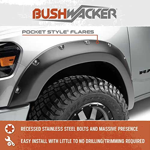 Bushwacker Pocket/Rivet Style Front & Rear Fender Flares | 4-Piece Set, Black, Smooth Finish | 20931-02 | Fits 2011-2016 Ford F-250, F-350 Super Duty Styleside