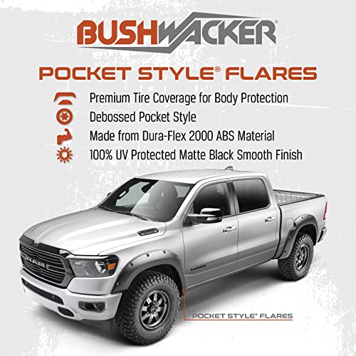 Bushwacker Pocket/Rivet Style Front & Rear Fender Flares | 4-Piece Set, Black, Smooth Finish | 20931-02 | Fits 2011-2016 Ford F-250, F-350 Super Duty Styleside