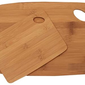 Lipper International Bamboo Wood Thin Kitchen Cutting Boards with Oval Hole in Corner, Set of 2 Boards, 6" x 8" and 9" x 12"