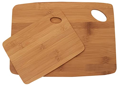 Lipper International Bamboo Wood Thin Kitchen Cutting Boards with Oval Hole in Corner, Set of 2 Boards, 6" x 8" and 9" x 12"