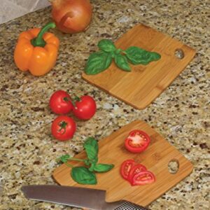 Lipper International Bamboo Wood Thin Kitchen Cutting Boards with Oval Hole in Corner, Set of 2 Boards, 6" x 8"