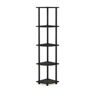 furinno turn-n-tube 5 tier corner display rack multipurpose shelving unit, 1-pack, espresso/black