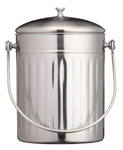 kitchen craft large food waste bin, stainless steel, 5 litre