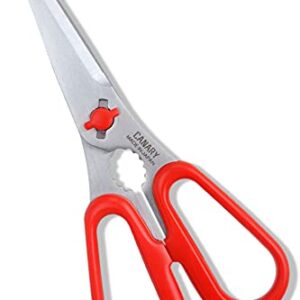 CANARY Japanese Kitchen Scissors Lightweight, Made in JAPAN, Dishwasher Safe Come Apart Blade, Easy Clean Kitchen Shears with Removable Blades, Rust Resistant Japanese Stainless Steel, Red